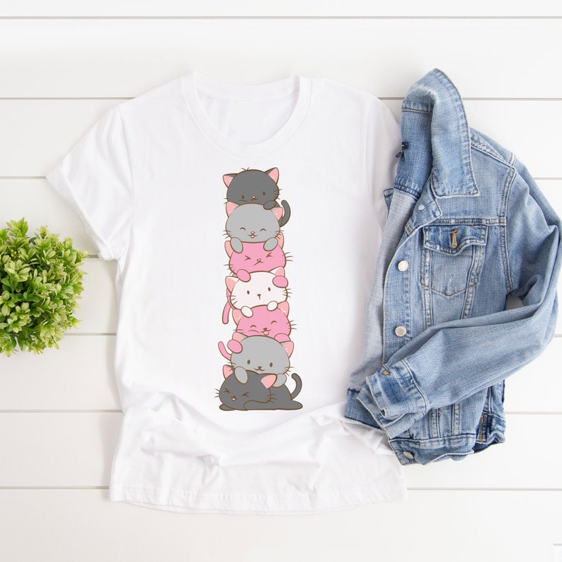 Demigirl Pride Kawaii Shirt / Cute Demi Girl Pride Flag Cat - Etsy