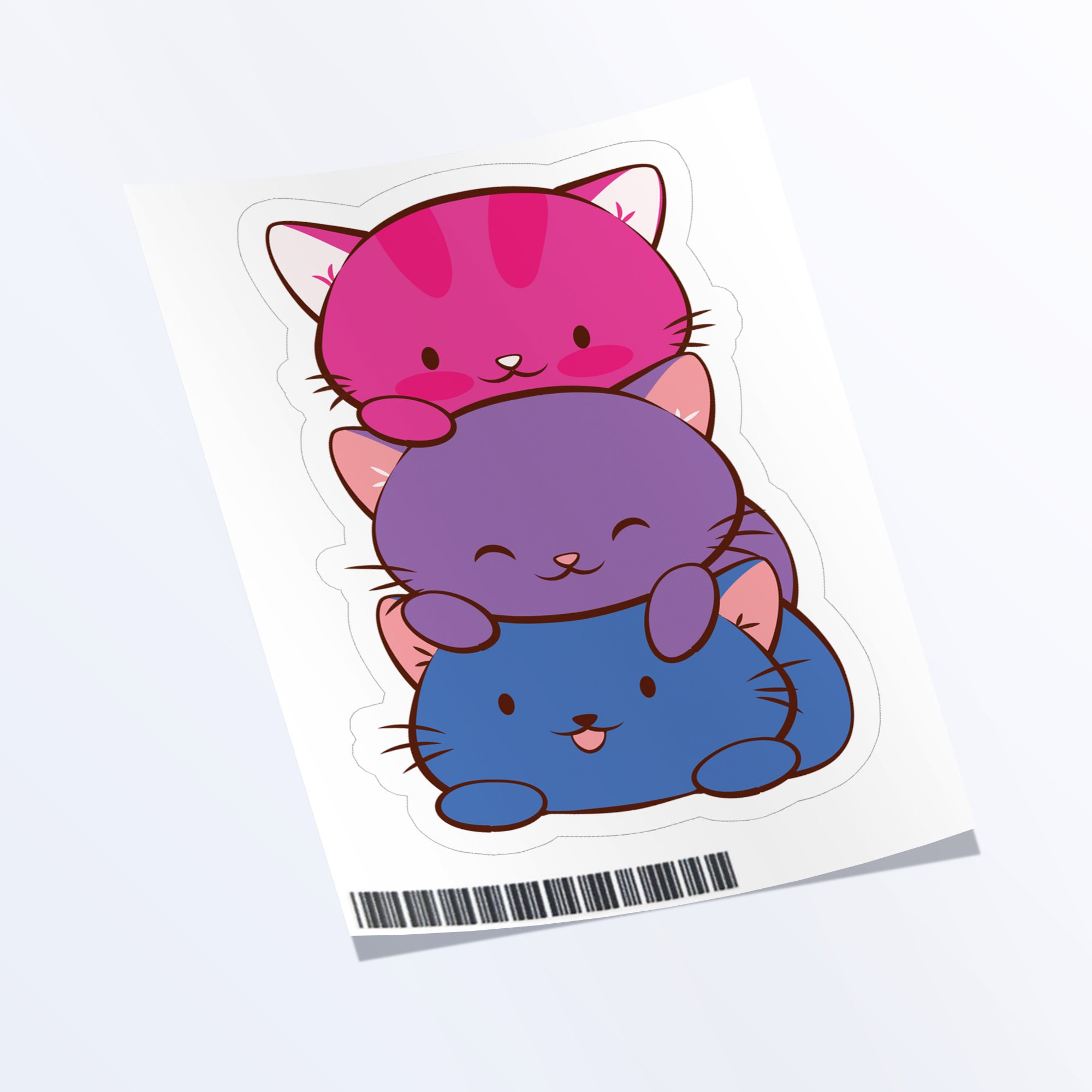 Kawaii Cats Bi Pride Sticker Cute Pride Cat Sticker for | Etsy