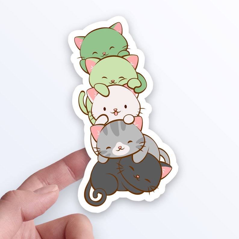 Kawaii Cats Aromantic Sticker Kiss Cut Vinyl Stickers / Cute | Etsy