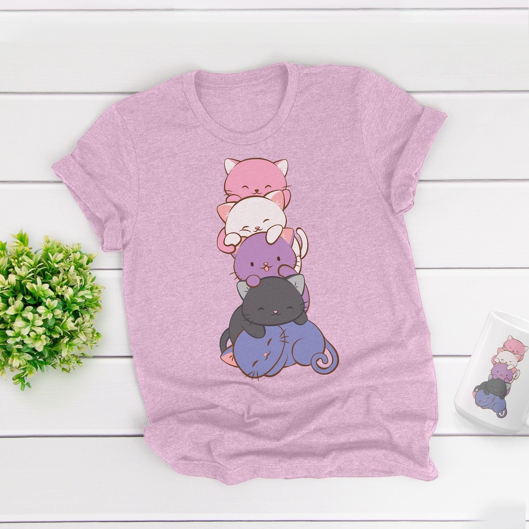 Genderfluid Clothing - Cute Meowtain Kawaii Cat Shirt / Harajuku Pastel ...