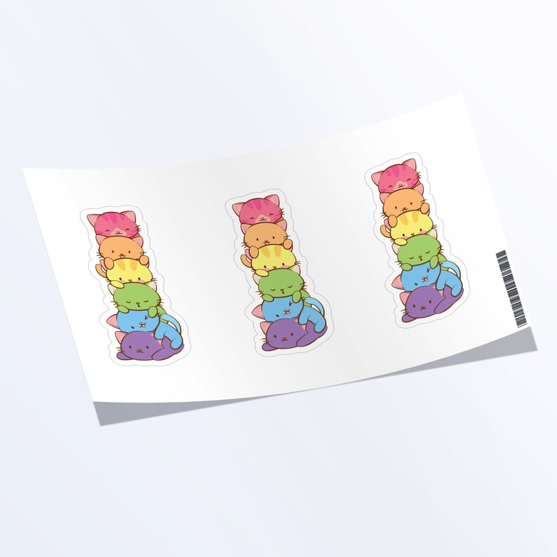 Cute Kawaii Cats Gay Pride Sticker Lgbtq Aesthetic Rainbow - Etsy