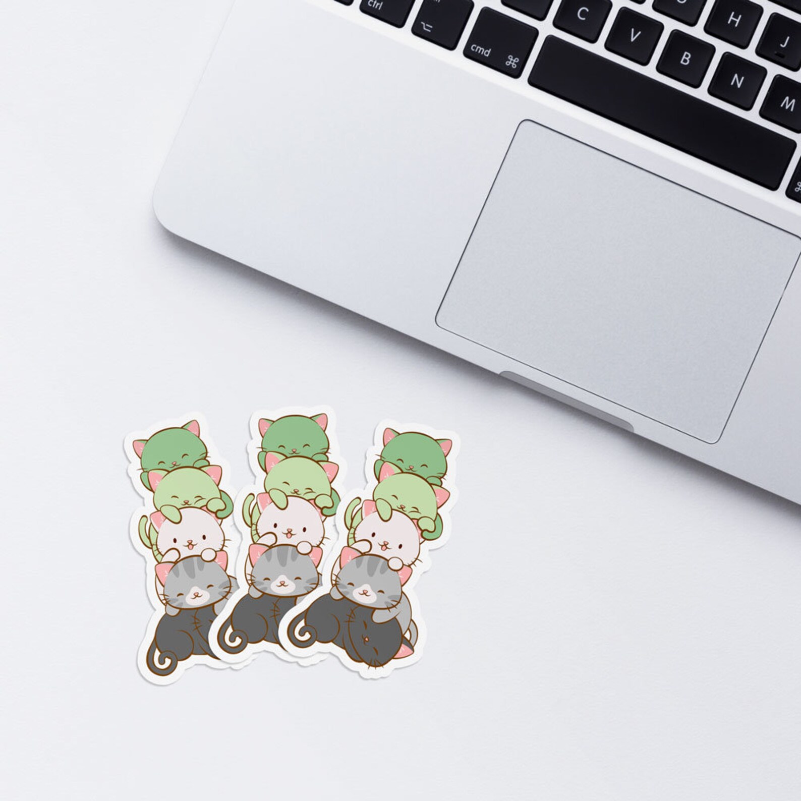 Kawaii Cats Aromantic Sticker - Kiss Cut Vinyl Stickers / Cute Anime ...