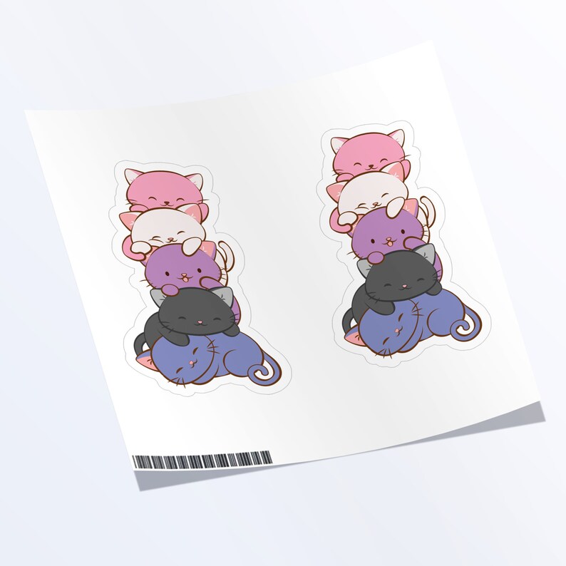 Kawaii Cats Genderfluid Pride Sticker Cute Genderfluid Flag - Etsy