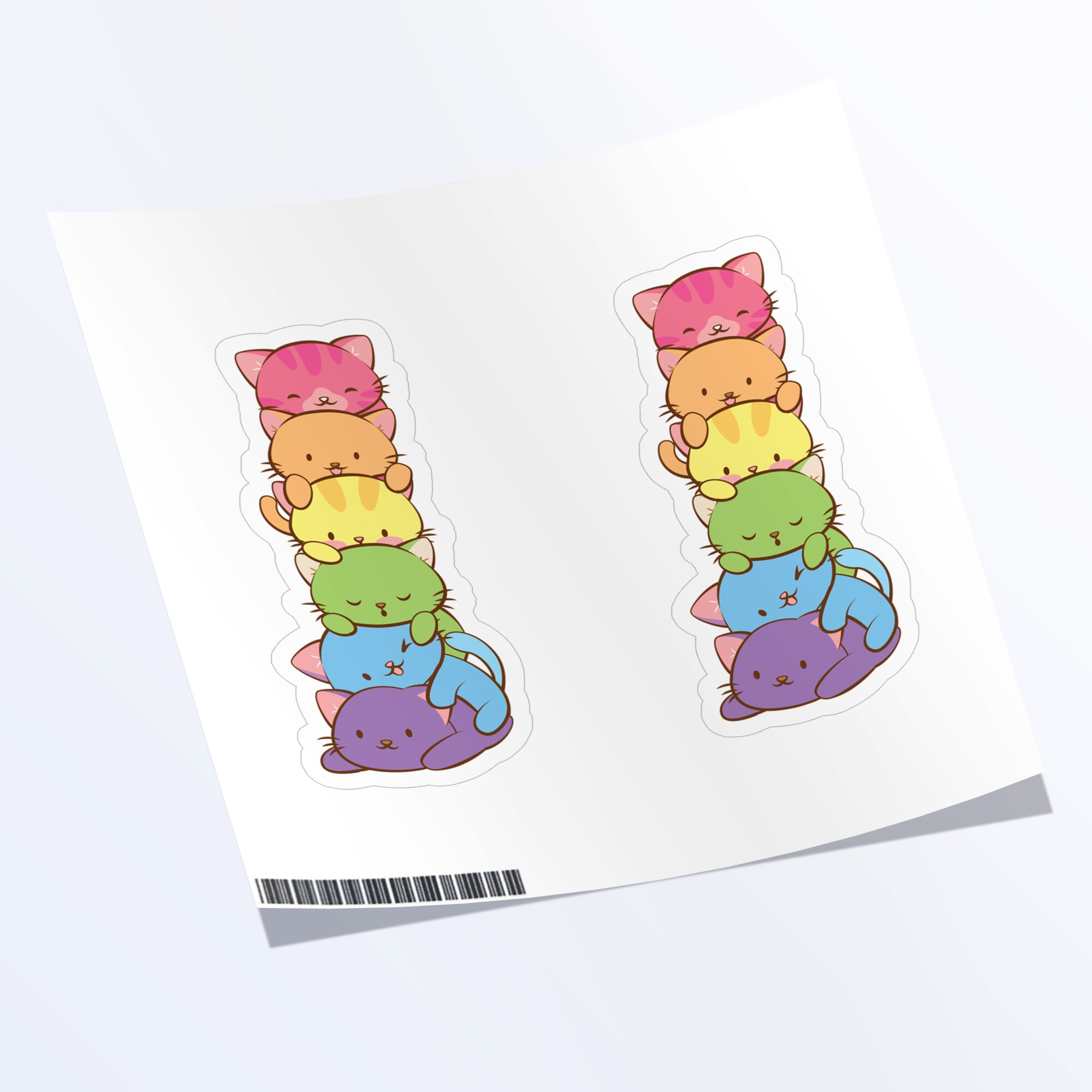 Cute Kawaii Cats Gay Pride Sticker Lgbtq Aesthetic Rainbow | Etsy