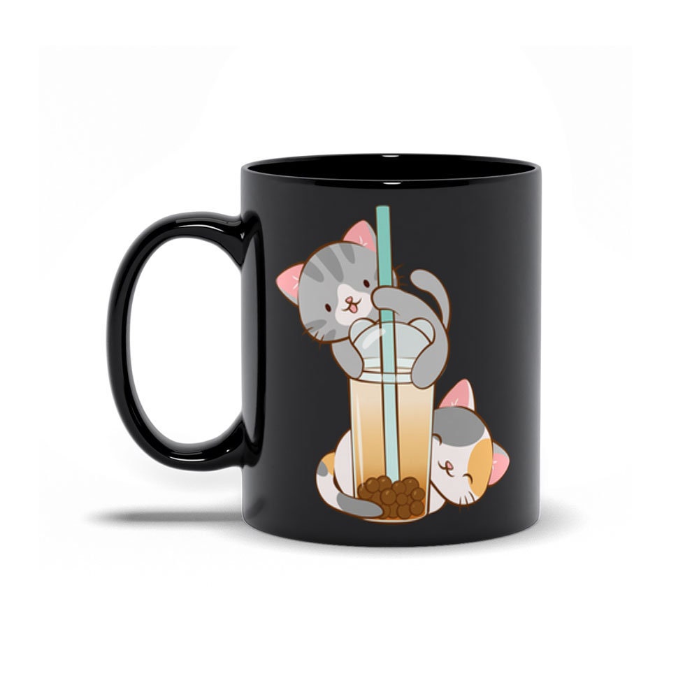 Boba Tea Kawaii Cat Mug for Bubble Tea Lovers / Cute Cat - Etsy