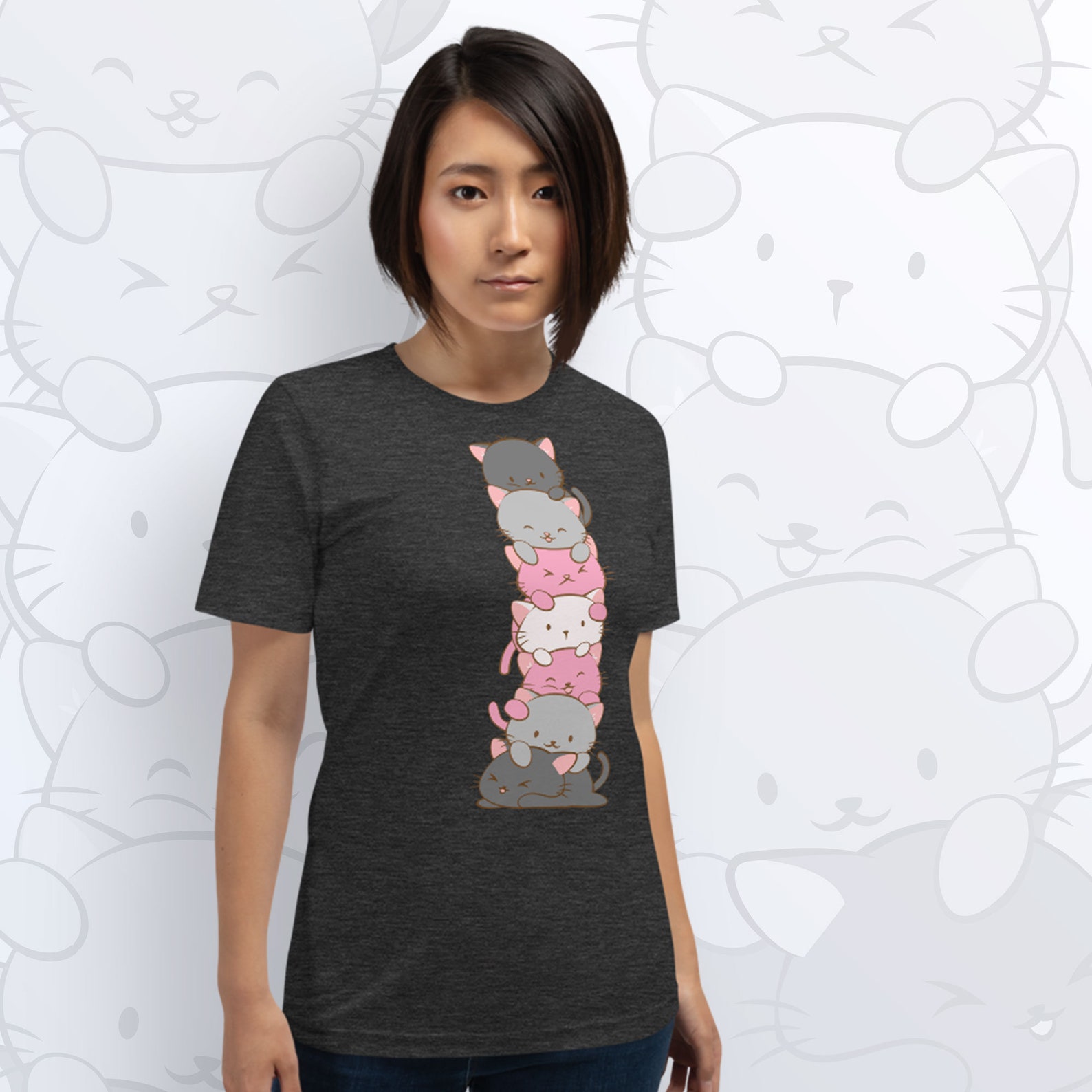Demigirl Pride Kawaii Shirt / Cute Demi Girl Pride Flag Cat - Etsy