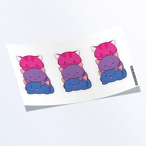 Kawaii Cats Bi Pride Sticker - Cute Pride Cat Sticker for Laptop ...