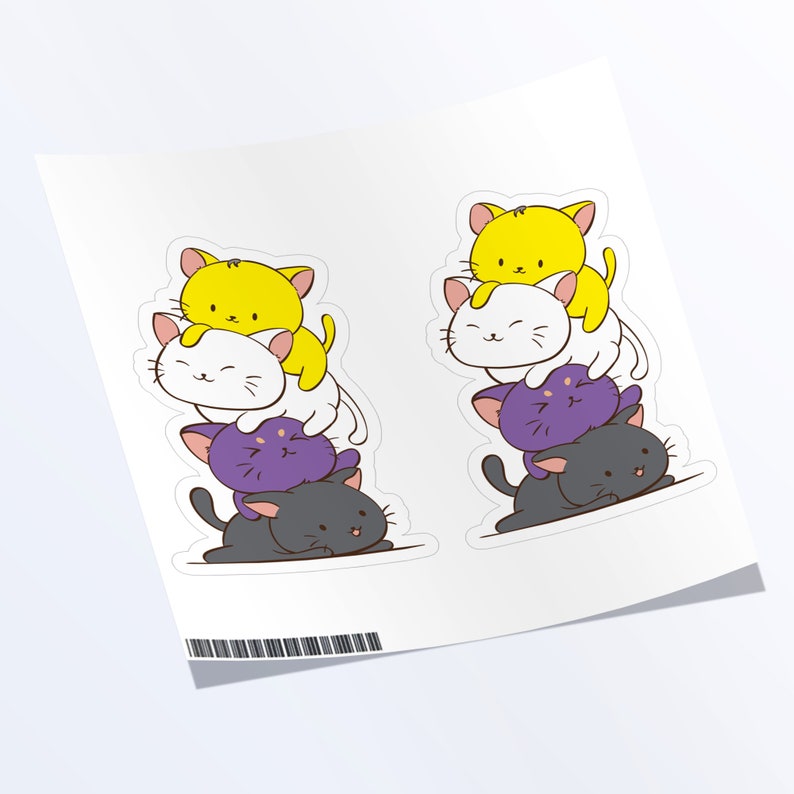 Non Binary Pride Sticker Lgbtq Kawaii Cat Sticker for - Etsy
