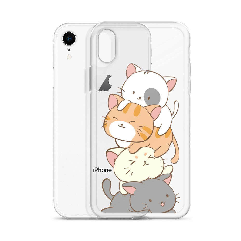 Kawaii Cat Cute Phone Case / Kitty Tower Clear Cell Phone Cover ...