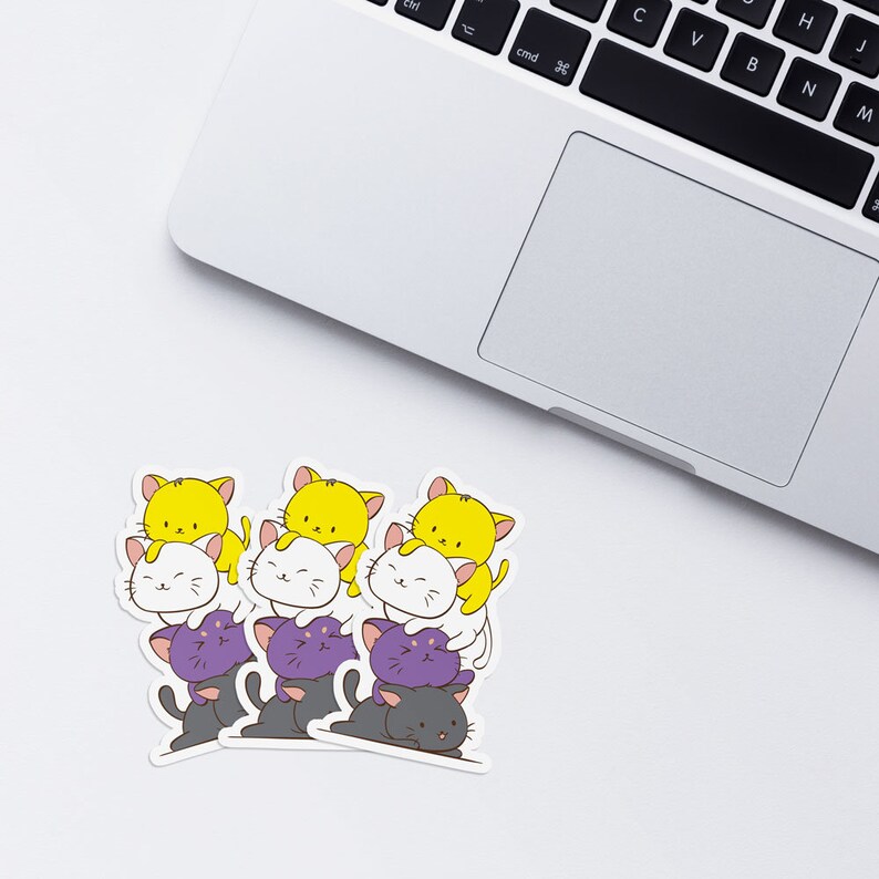 Non Binary Pride Sticker Lgbtq Kawaii Cat Sticker for - Etsy