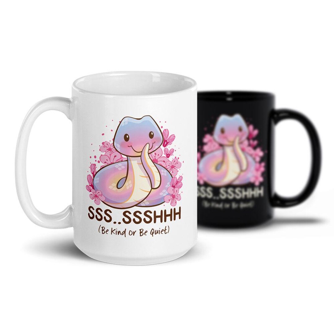 Be Kind or Be Quiet Kawaii Snake Cute Mug, Cutecore Aesthetic Coffee ...