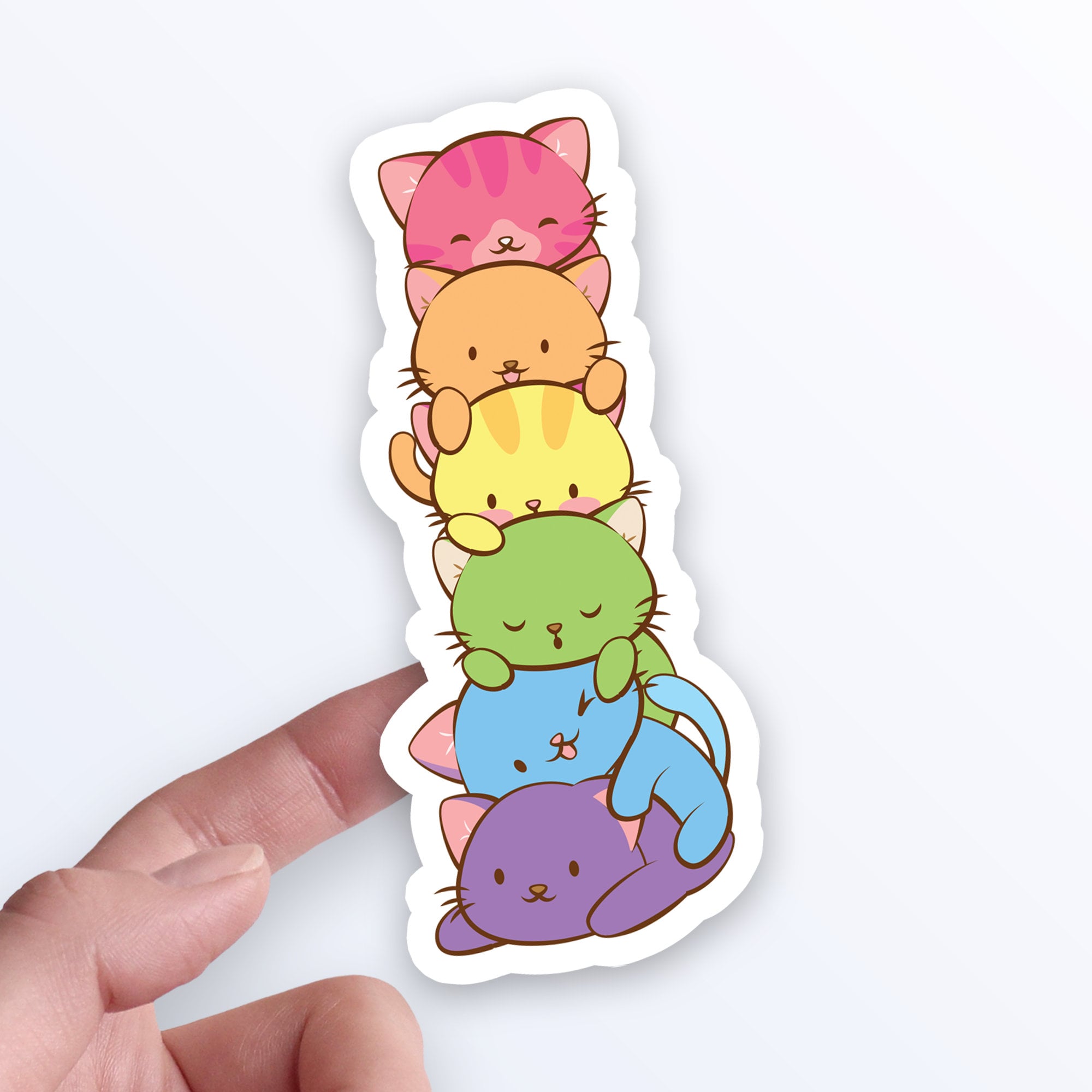 Cute Kawaii Cats Gay Pride Sticker Lgbtq Aesthetic Rainbow Etsy