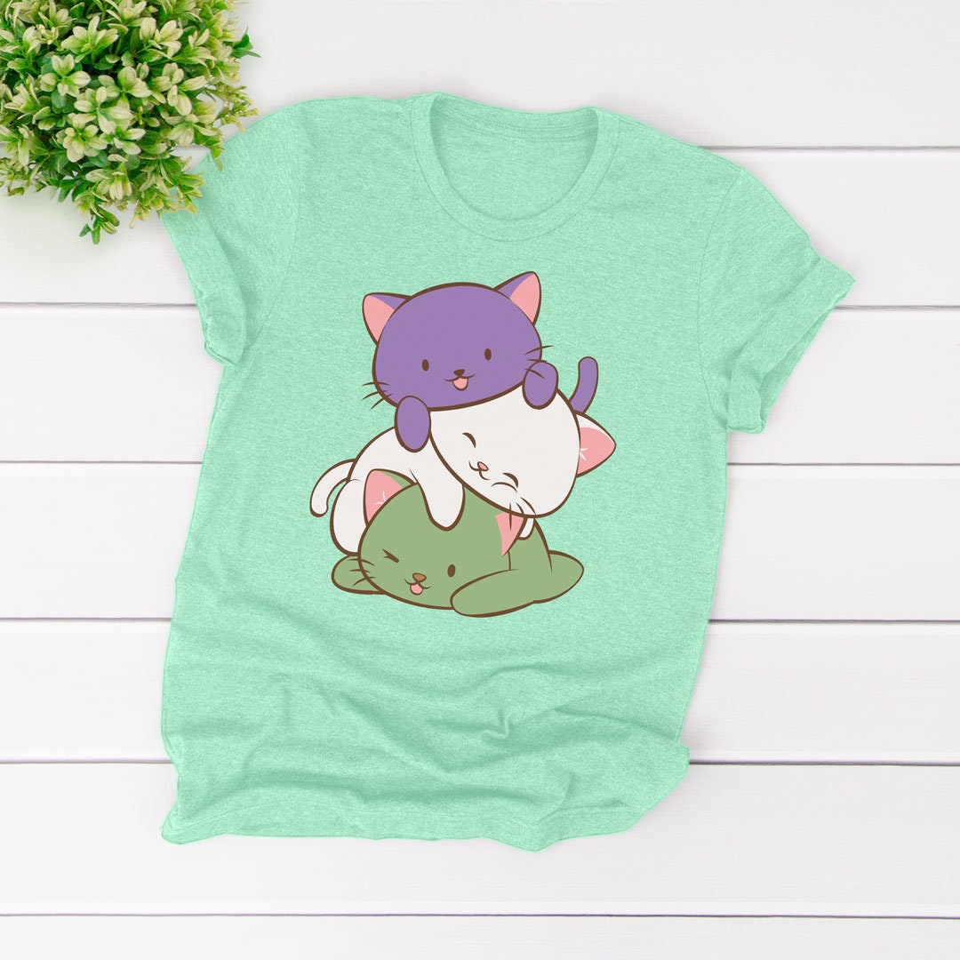 Genderqueer Pride Flag Cute Cat Anime Kawaii Clothing / Harajuku ...