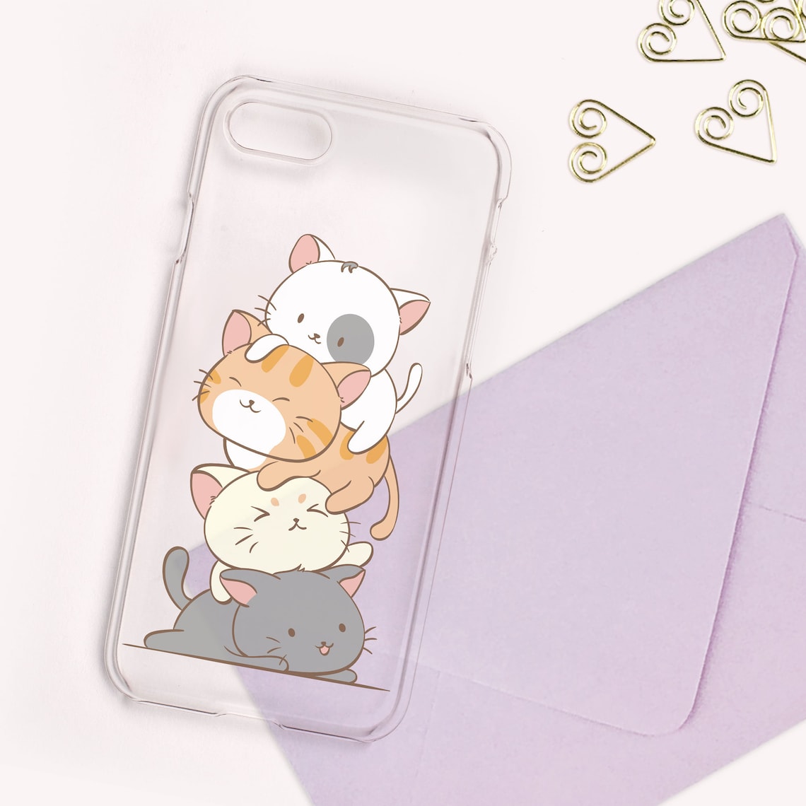 Kawaii Cat Cute Phone Case / Kitty Tower Clear Cell Phone | Etsy