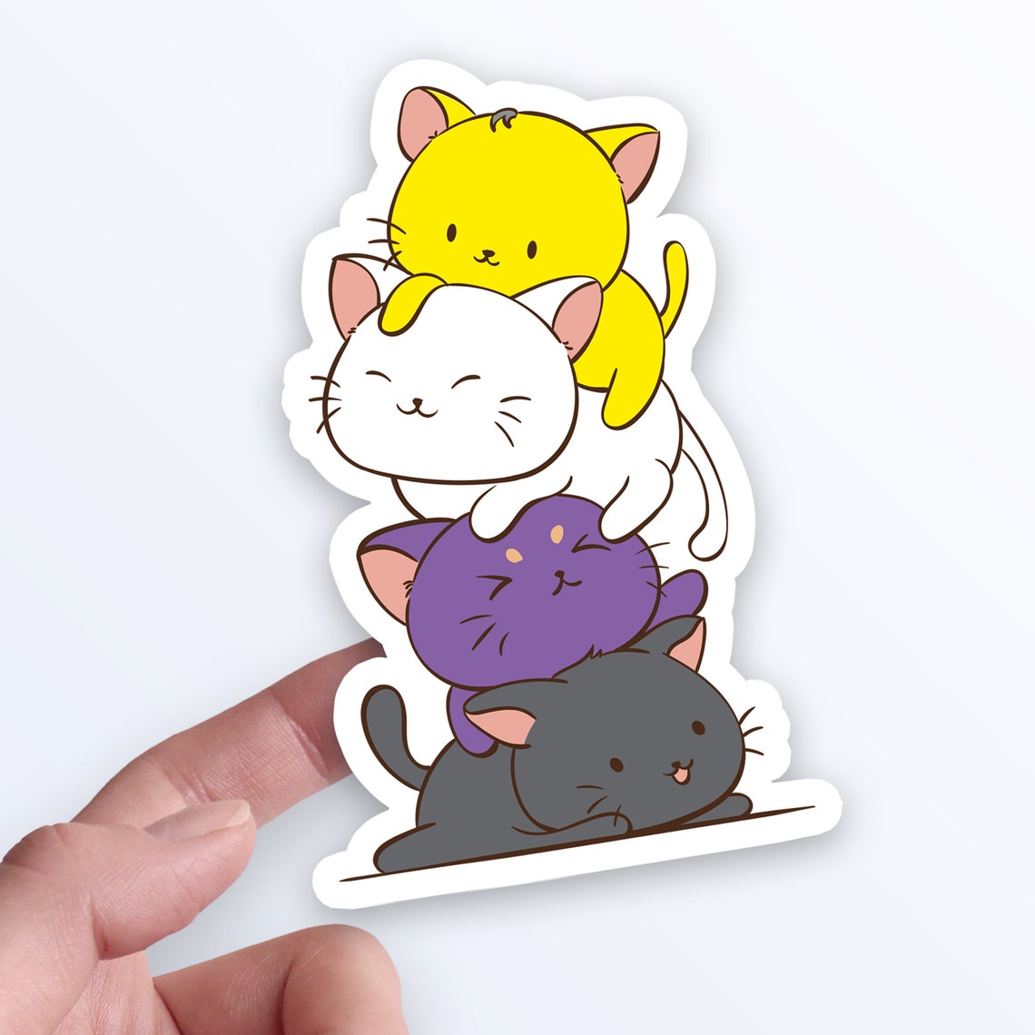 Non Binary Pride Sticker Lgbtq Kawaii Cat Sticker for - Etsy UK