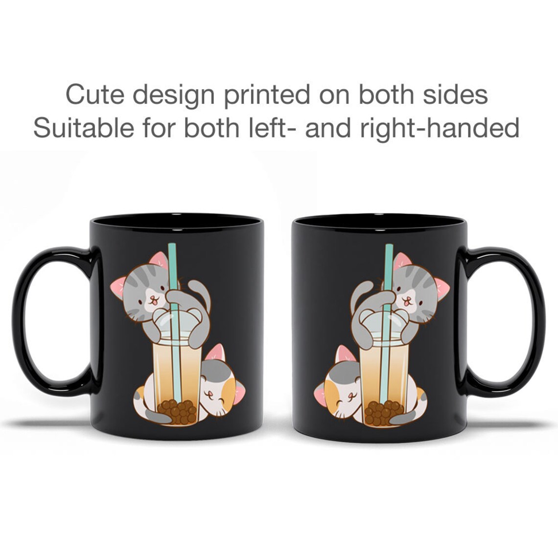 Boba Tea Kawaii Cat Mug for Bubble Tea Lovers / Cute Cat Coffee Mug for ...