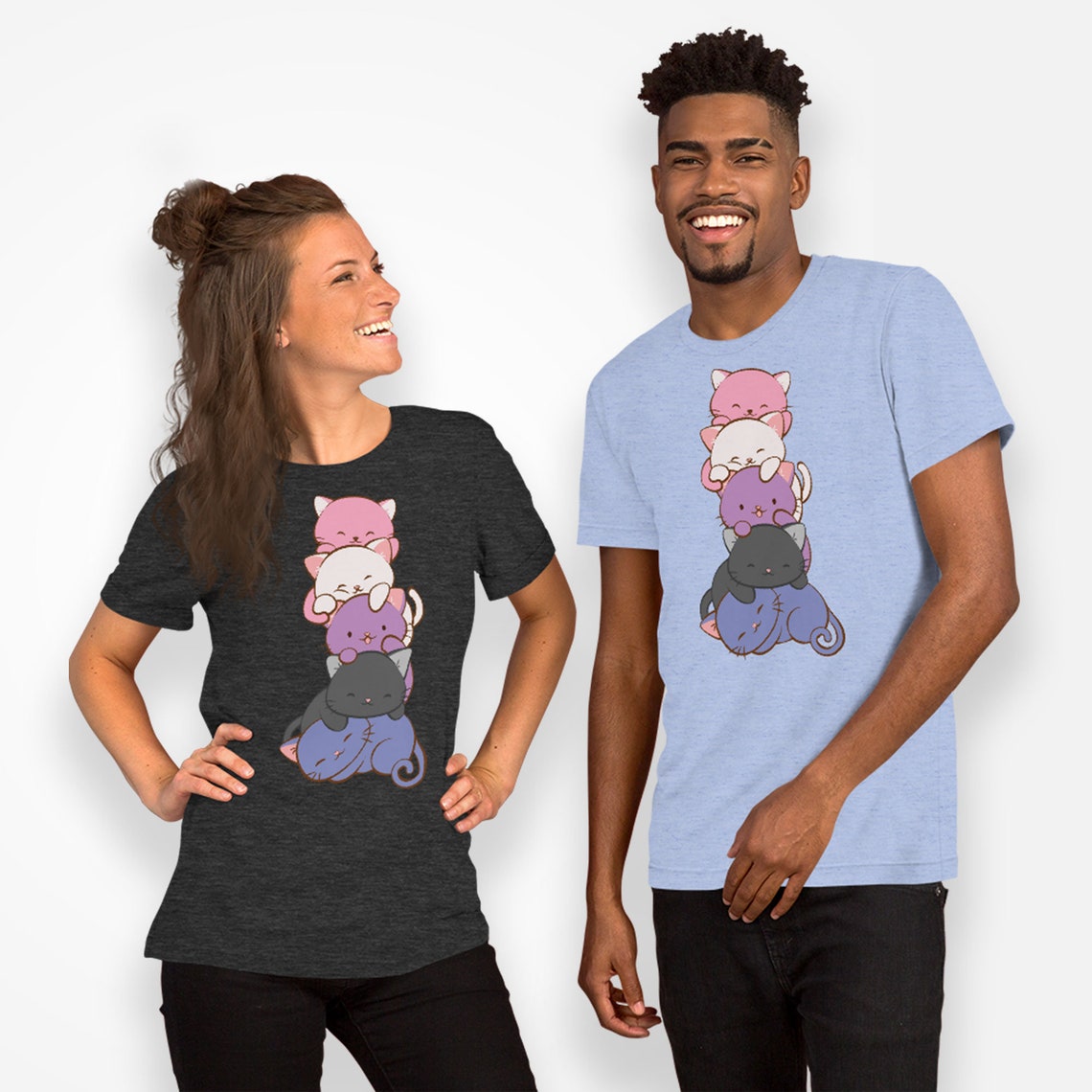 Genderfluid Clothing Cute Meowtain Kawaii Cat Shirt / - Etsy