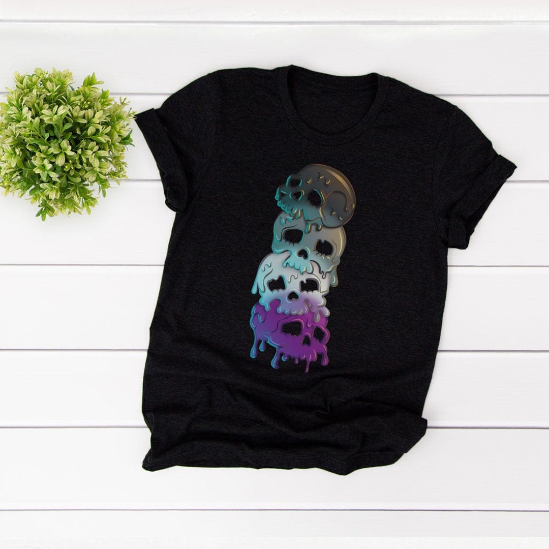 Ace Pride Flag Skull Graphic Tee, Creepy Cute Asexual Shirt, LGBTQA ...