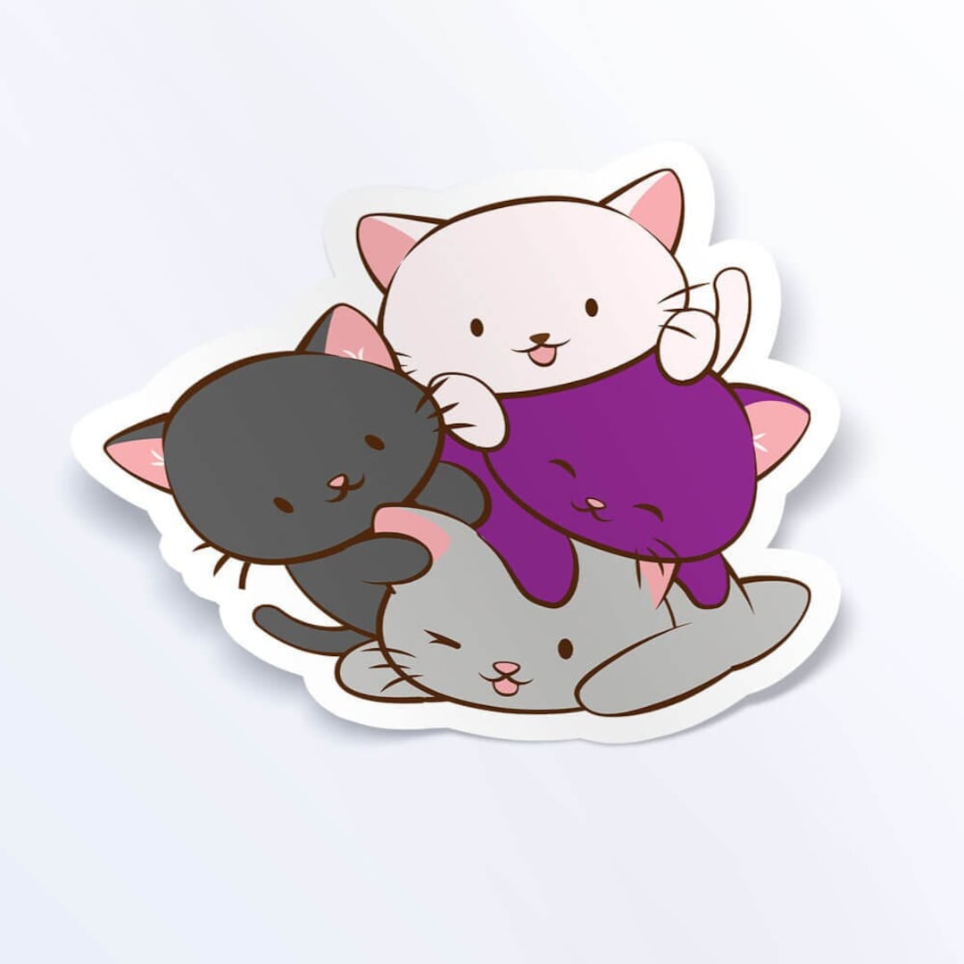 Kawaii Cats Demisexual Pride Sticker, Cute Cat Anime Kawaii Sticker ...