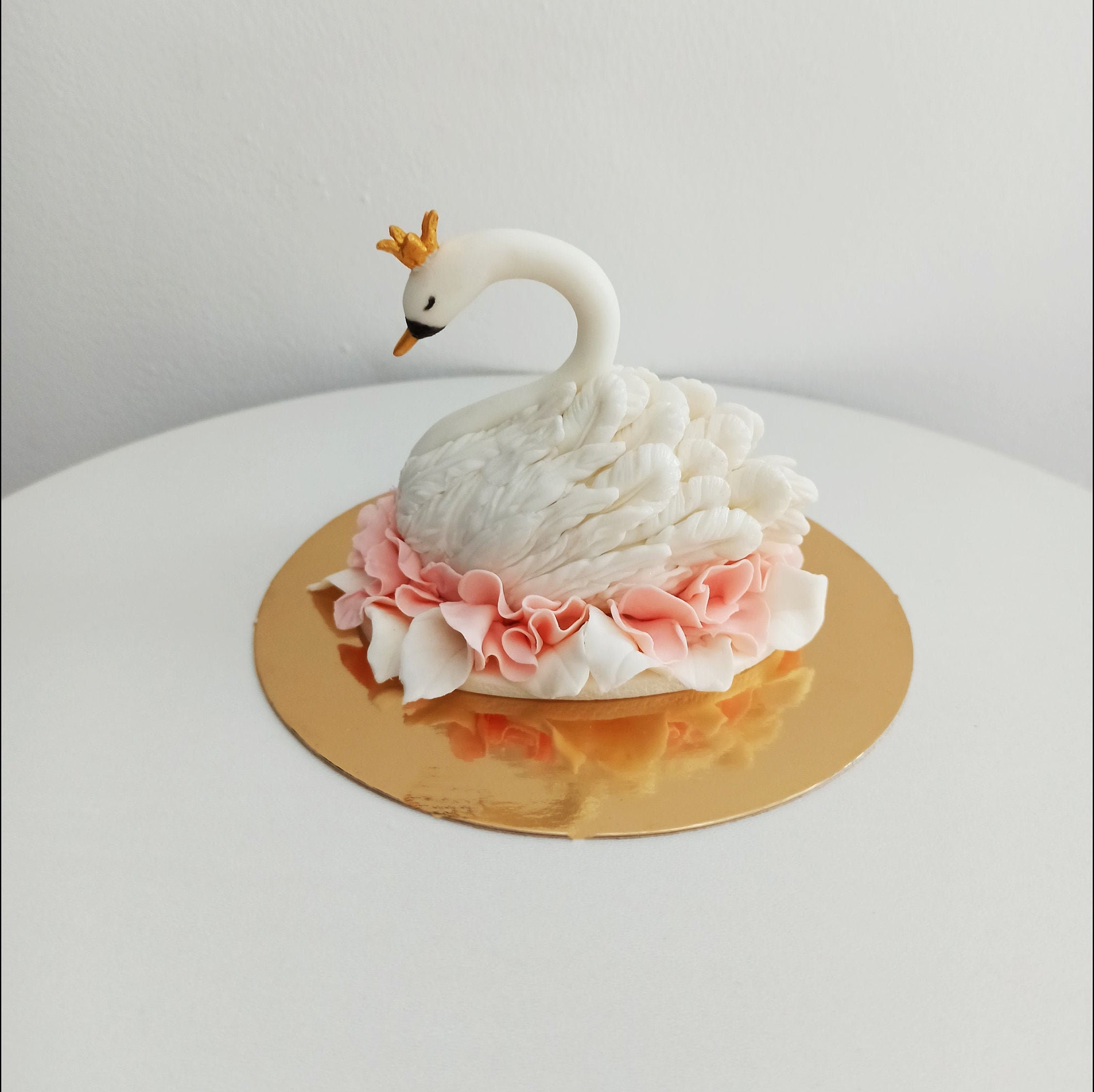 Swan With Crown Cake Topper Wedding Swans Paste Handmade Swans Wedding ...