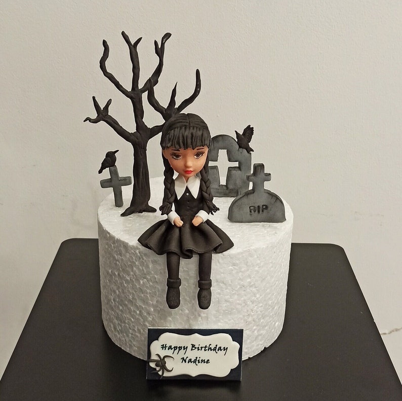 Wednesday Addams Personalized Cake Topper Fondant Wednesday - Etsy