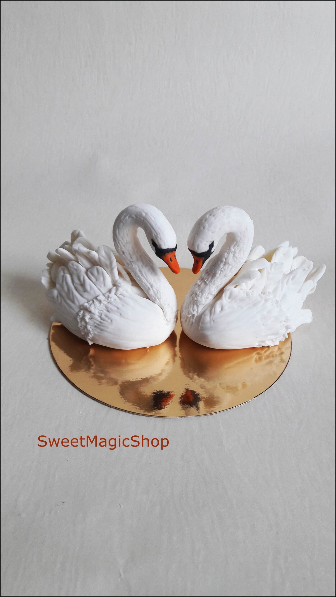 Cake Topper Wedding Swans Sugar Pastetopper Handmade Swans - Etsy