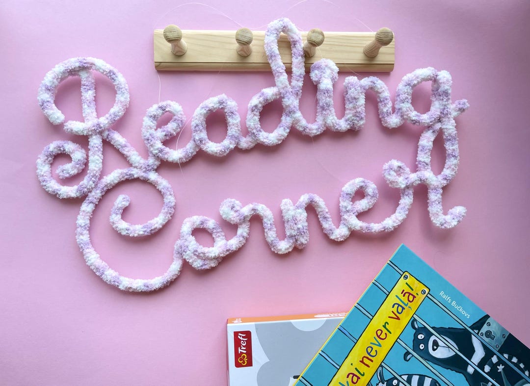 Reading Corner Wall Sign - Puffy Soft Knitted Room Word Decor - Kids ...