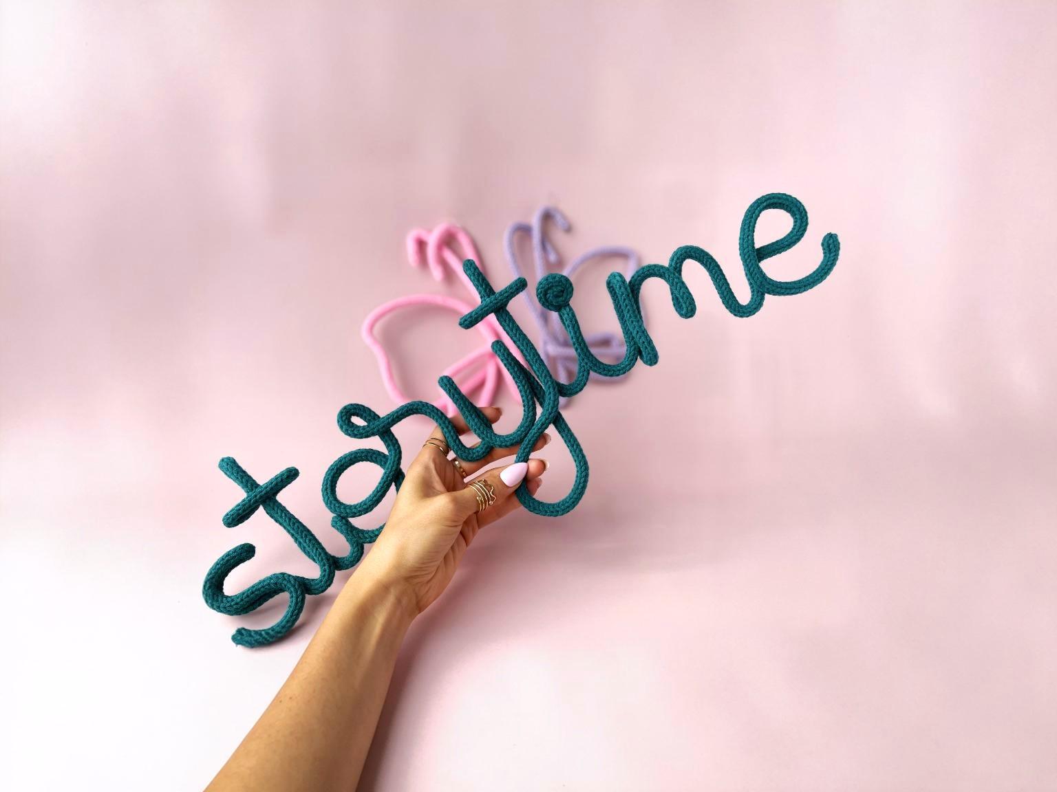 STORYTIME Knitted Wire Wall Name Sign for Nursery - Lettering Decor for ...