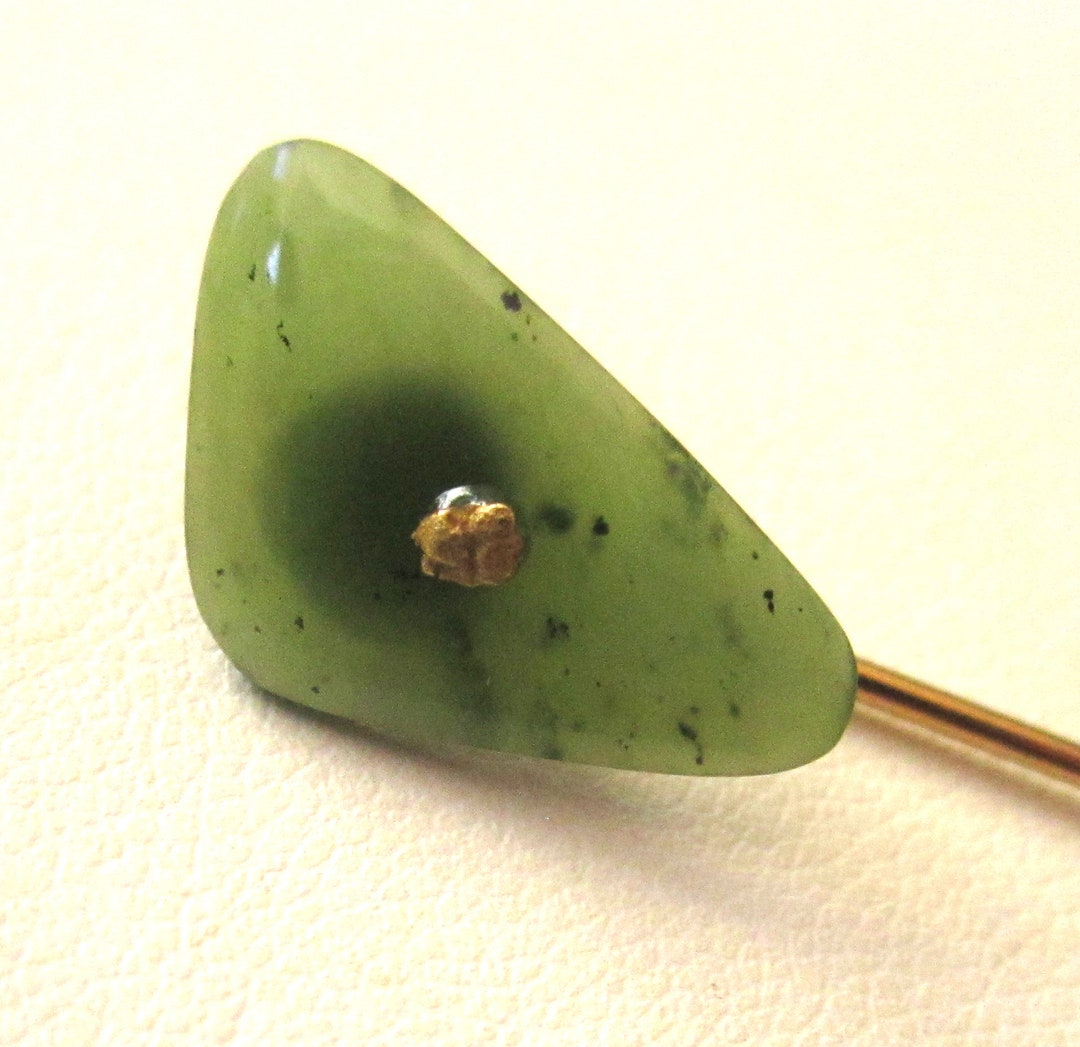 Circa 1970s Gold Filled Jade Stick Pin - Etsy