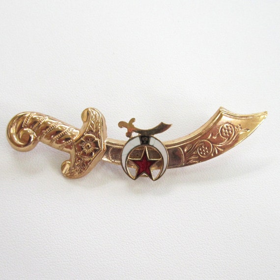 Gold-Filled Masonic Sword Brooch/Pin - Gem