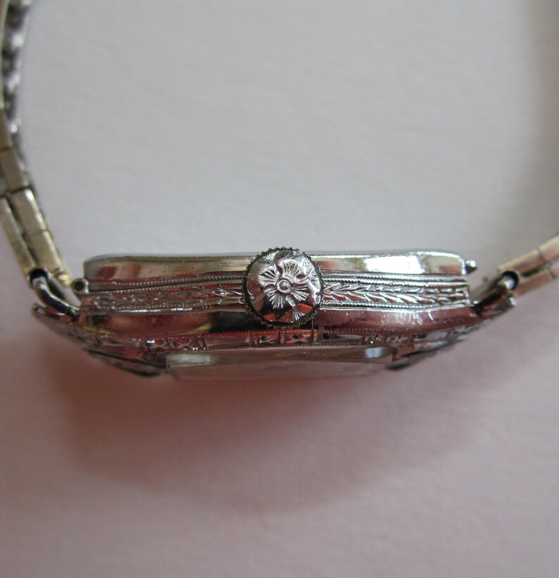 Art Deco Bulova 14K White Gold Diamond and Emerald Watch - Etsy