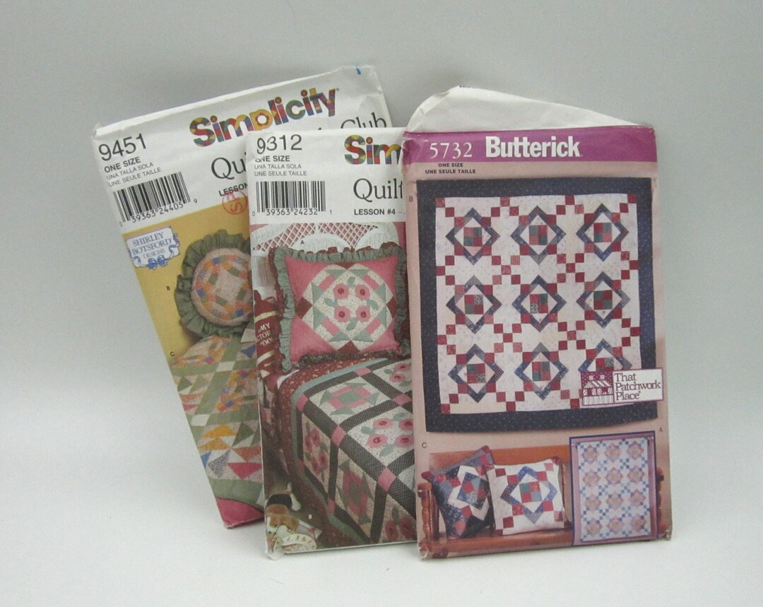 Set of Three Quilt Patterns: Simplicity 9312, 9451 and Butterick 5732 ...