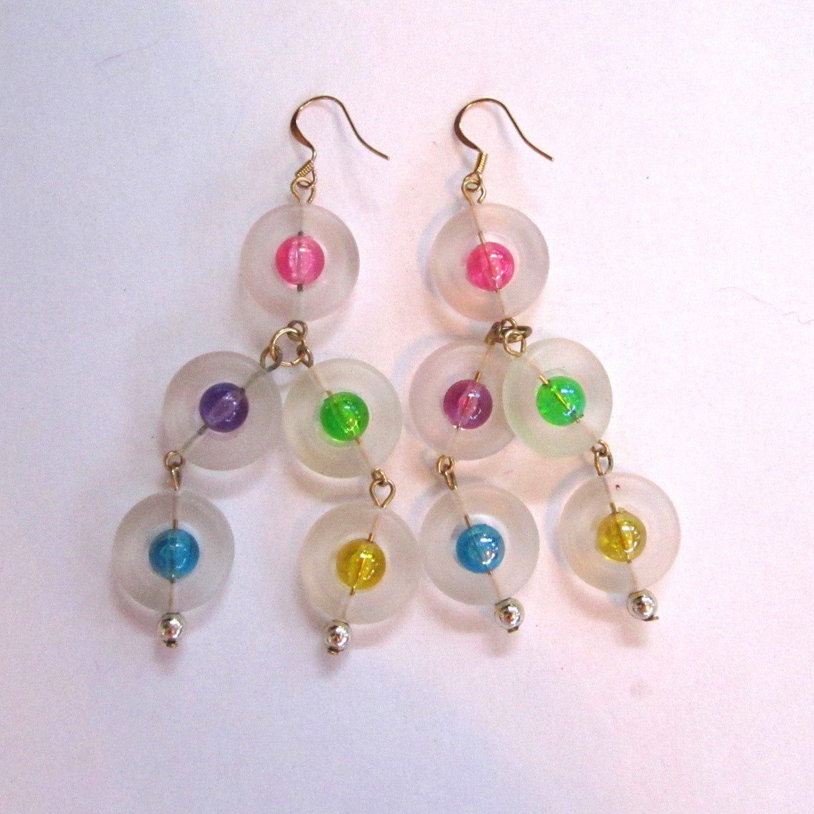 Circa 1970s Pastel Frosted Lucite Rings Pierced Earrings - Etsy