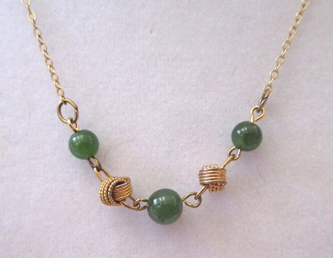 Circa 1970s 12K Gold Filled Jade Knot Necklace/pendant - Etsy