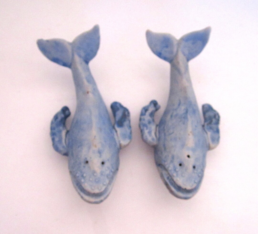 Handmade Nautical Pottery Whale Salt and Pepper Shakers - Etsy