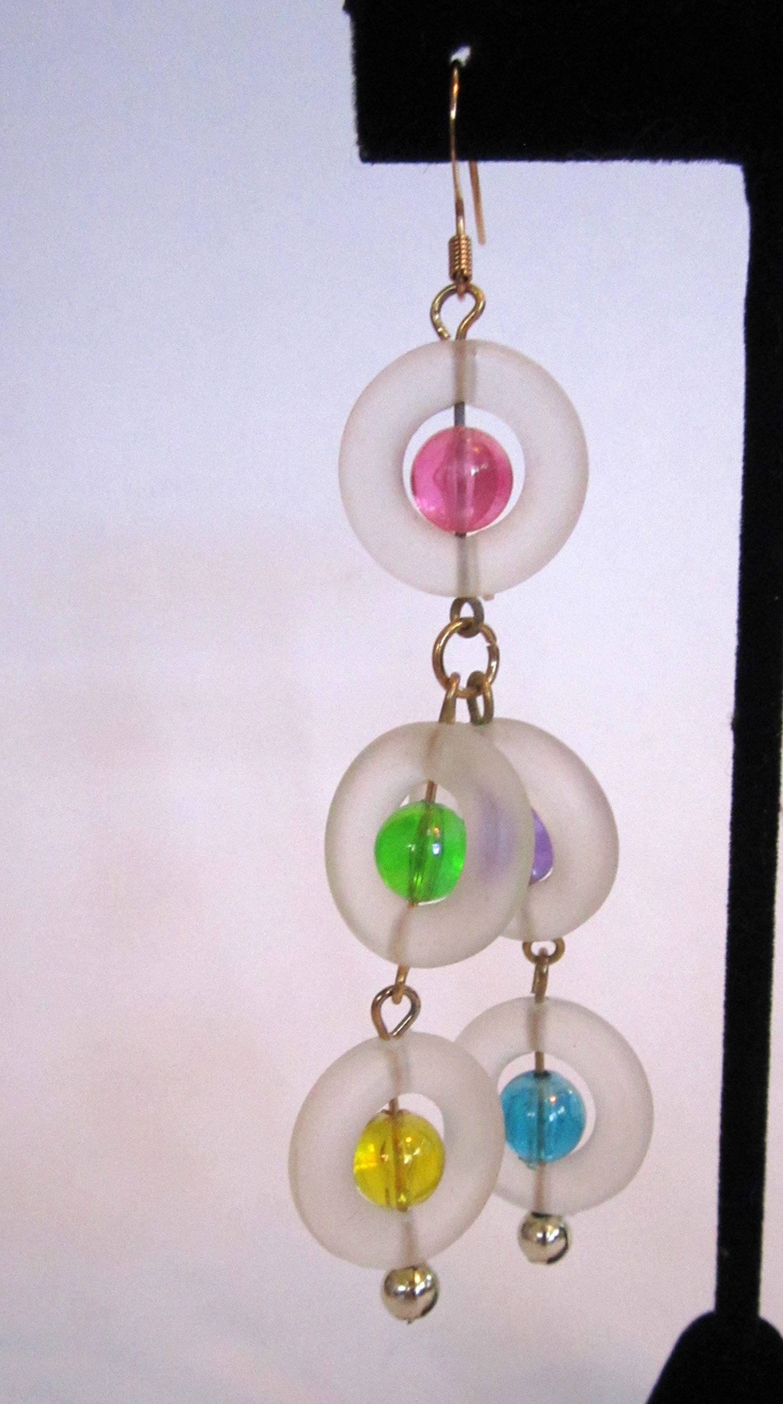 Circa 1970s Pastel Frosted Lucite Rings Pierced Earrings - Etsy