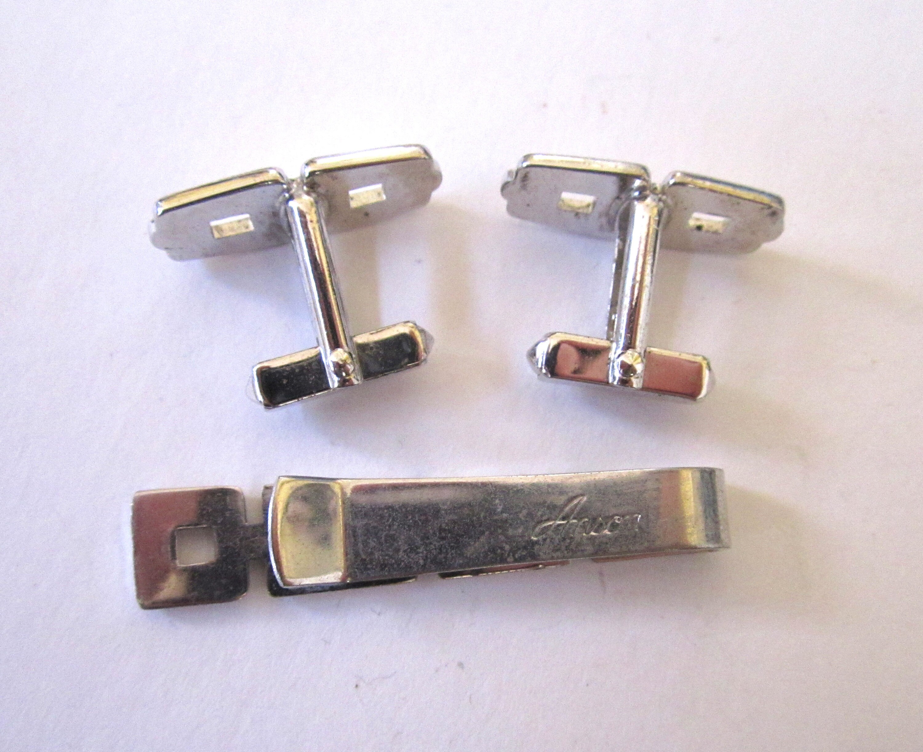 Circa 1970s Anson Silver Tone Tie and Cuff Links Set - Etsy