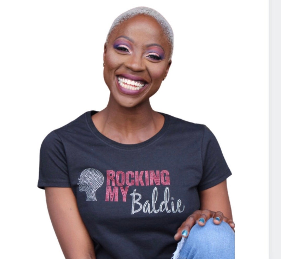 Rocking My Baldie "bald Head" Rhinestone Shirt; Baldie, Bald Head, Low ...
