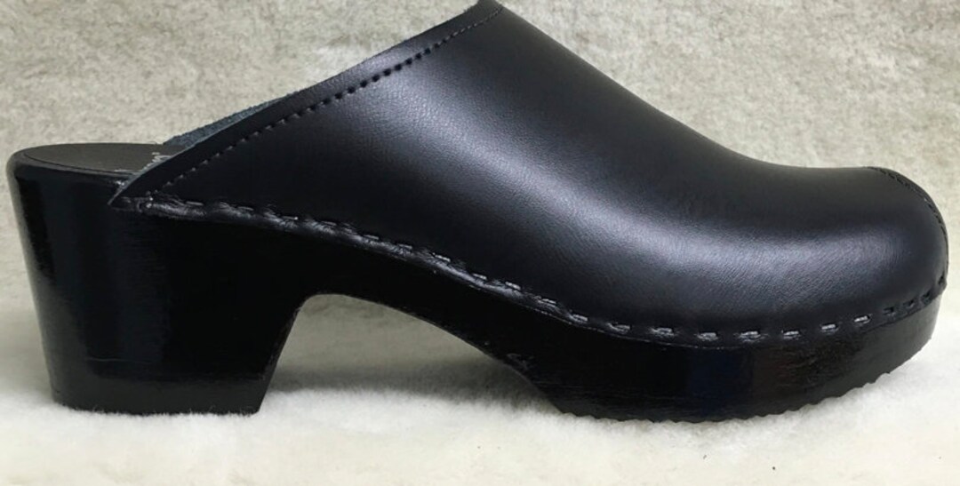 Sven Plain Clogs, Black Medium Base, Black Buc Leather Shown, Style 129 ...