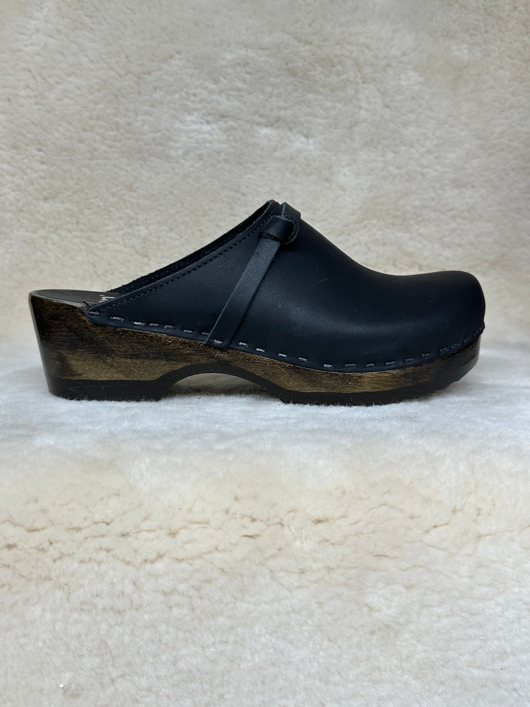 Sven Knot Strap Clogs Cocoa Low Base 95-13 Black Nu Buc - Etsy