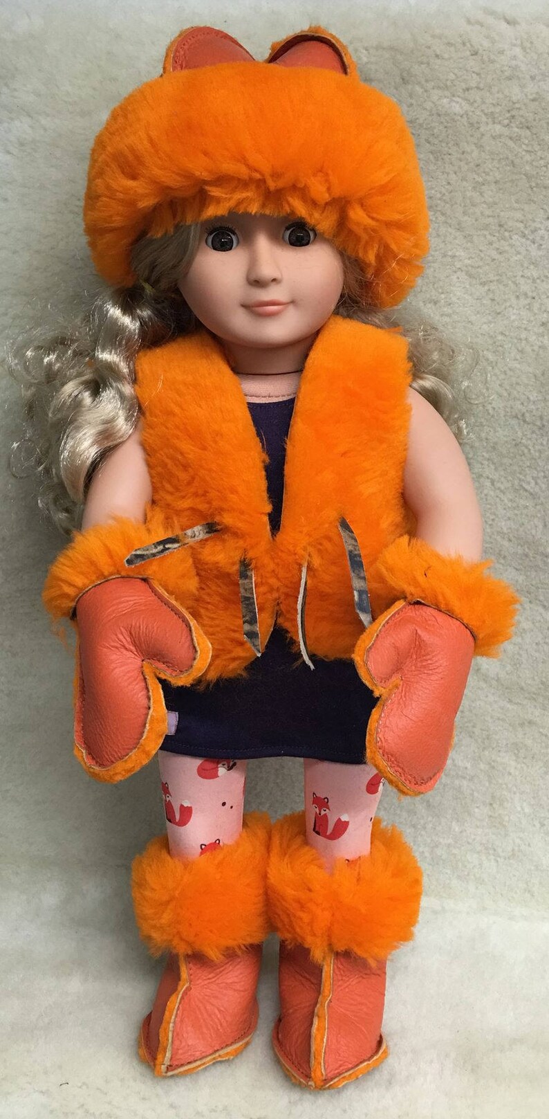 Shearling Set for 18 Dolls 100% Shearling Vest Hat - Etsy