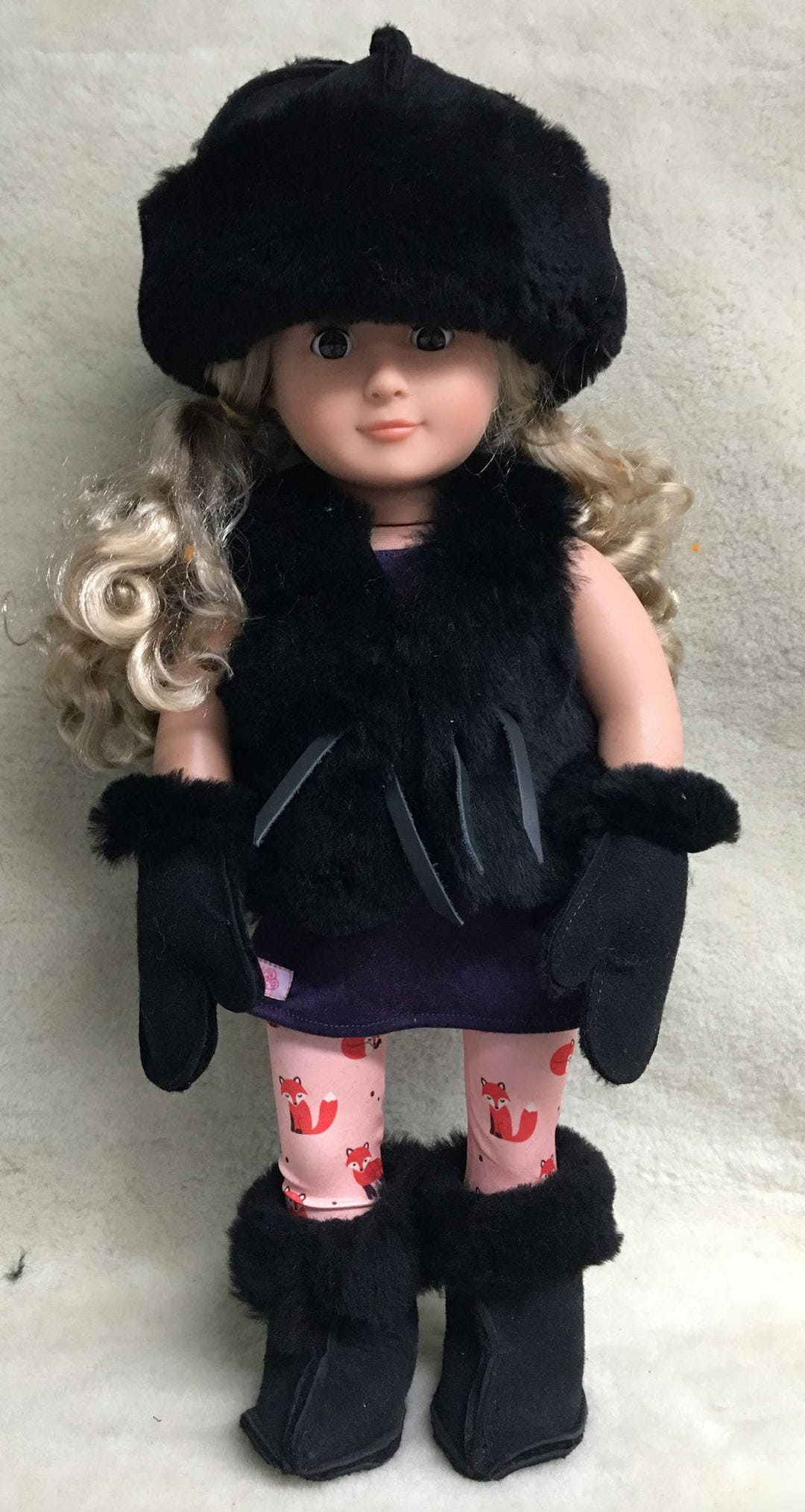 Shearling Set for 18 Dolls 100% Shearling Vest Hat - Etsy
