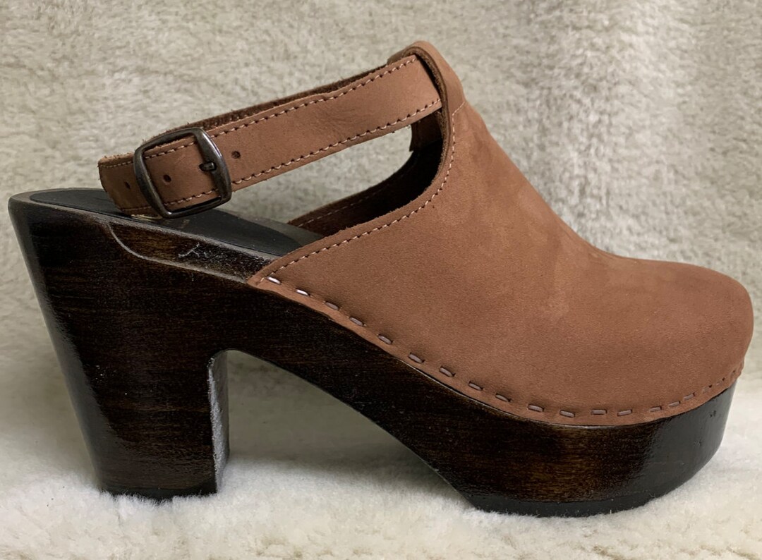 Sven Halter Top Clogs - 4" Platform Cocoa , #150-PLAT Cedar Nu Buc ...