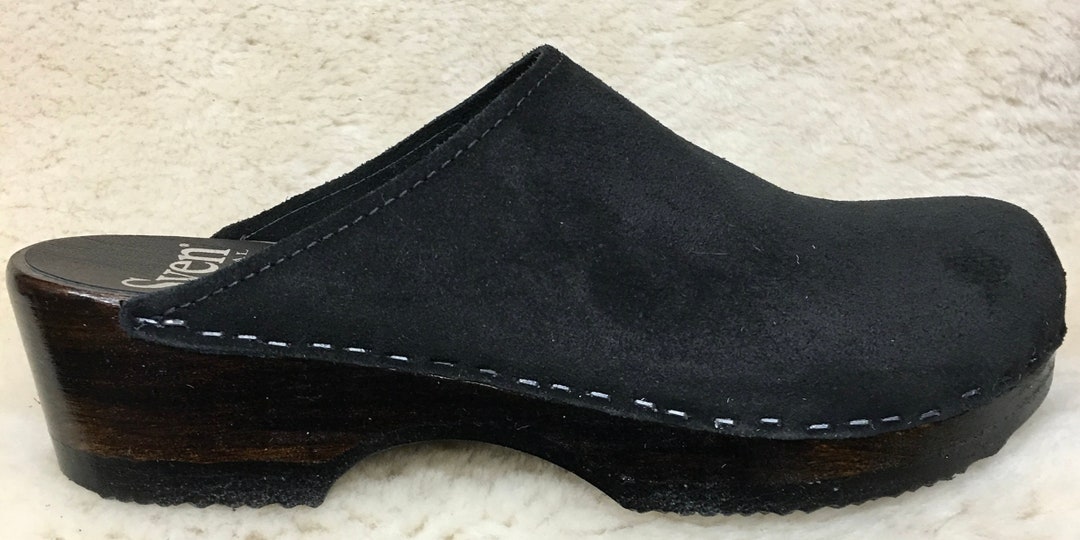 Sven Plain Clogs, Cocoa Low Base, #129-13 Black Suede Leather Shown ...