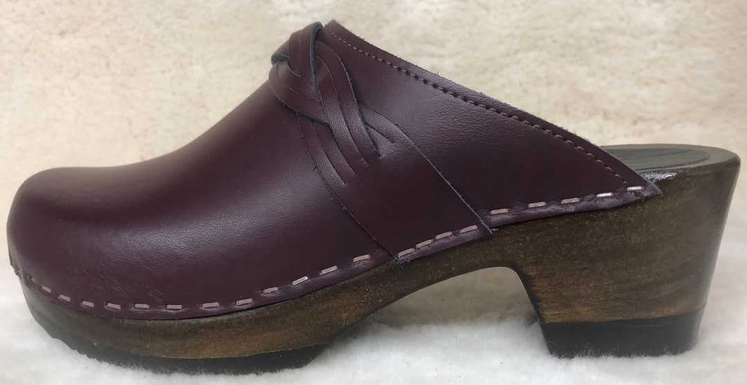 Sven Plain Clog W/ Wide Braid, Smooth Cordovan Leather Shown, Cocoa Med ...