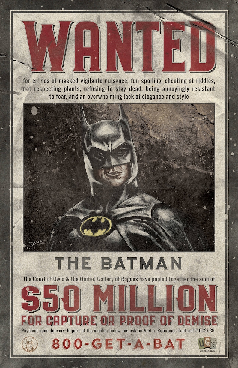 DC Batman Wanted Poster Villains Perspective 11 x | Etsy