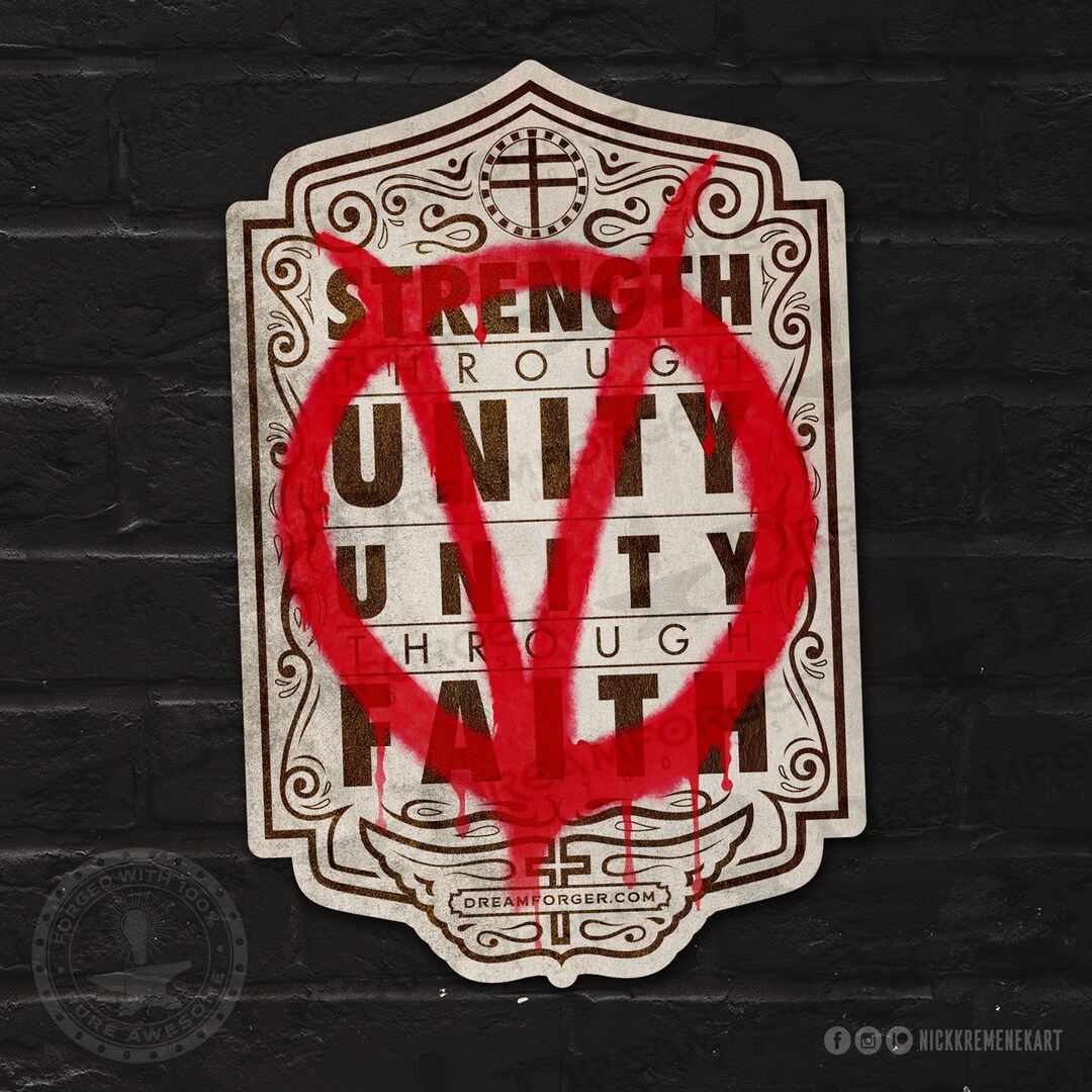 V for Vendetta "strength V. Unity" Vinyl Sticker - Etsy