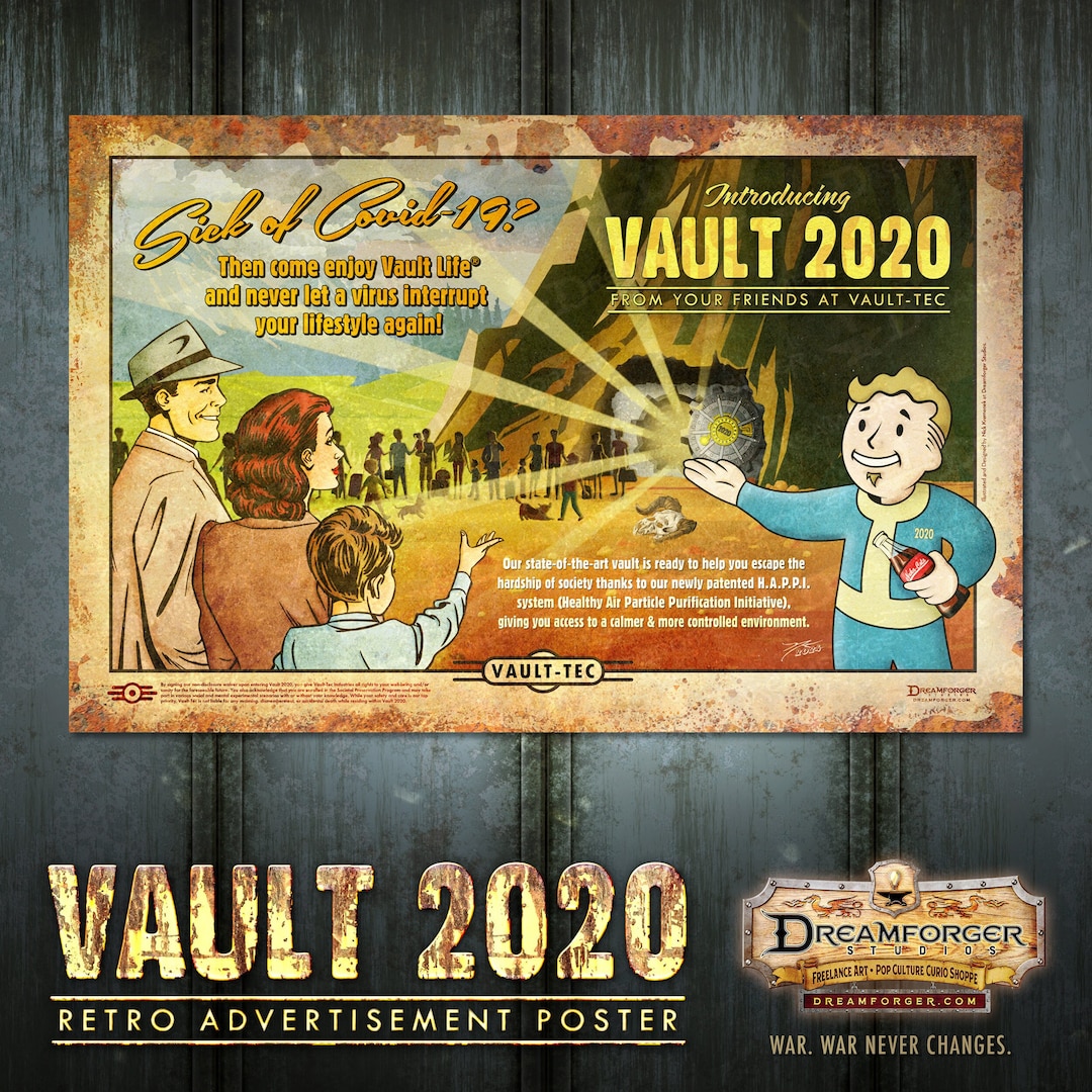 Fallout "welcome to Vault 2020" Retro Ad Art Print - Etsy