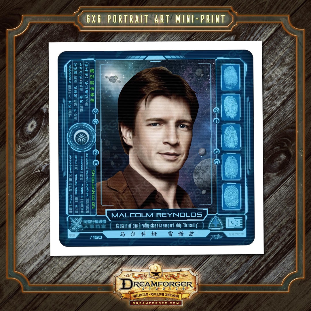 Firefly "captain Malcolm Reynolds" REFORGED Portrait Art Mini-print ...