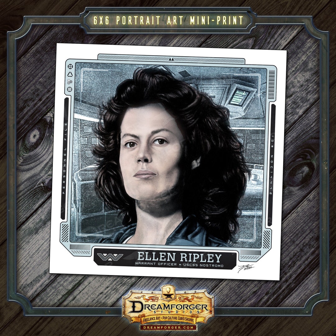 Alien "warrant Officer Ellen Ripley" Portrait Art Mini-print • Run of ...